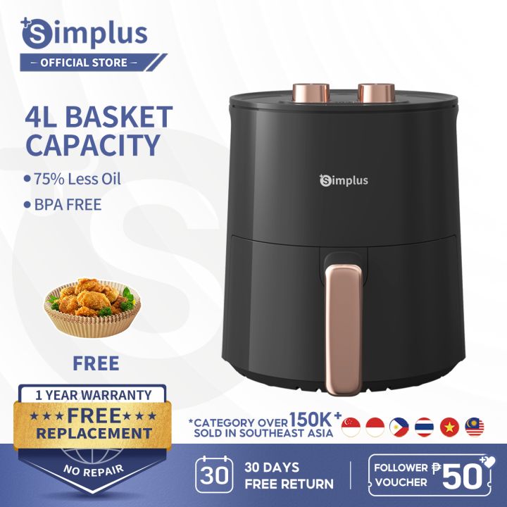 Simplus 1300W 4.5L Air Fryer Electric Fryer Oil Free Non Stick Pan Knob ...