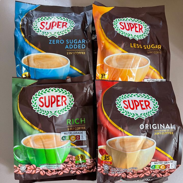 SUPER 3in1 Coffee Original Rich Less Sugar 2in1 Zero Sugar | Lazada PH