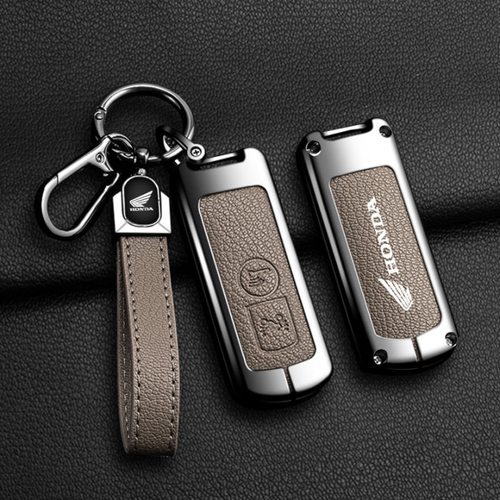 Zinc Alloy Goatskin Genuine Leather Motorcycle Key Case Cover ...