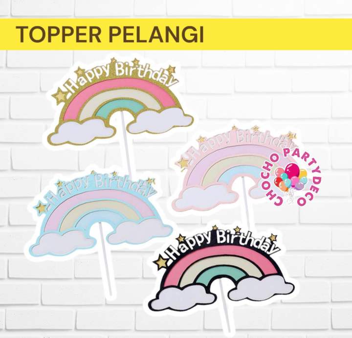 Topper pelangi / Rainbow / Topper kue pelangi awan | Lazada Indonesia