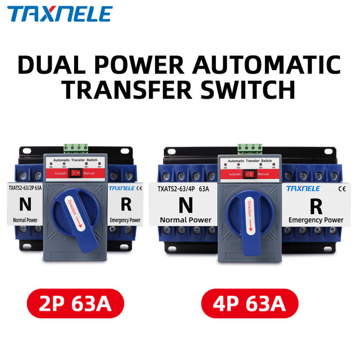 Din Rail 2P 4P 63A ATS Dual Power Automatic Transfer Switch Uninterrupted Power Solar transfer ...