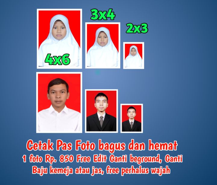 cetak pas foto 2x4, 3x4 dan 4x6 | Lazada Indonesia