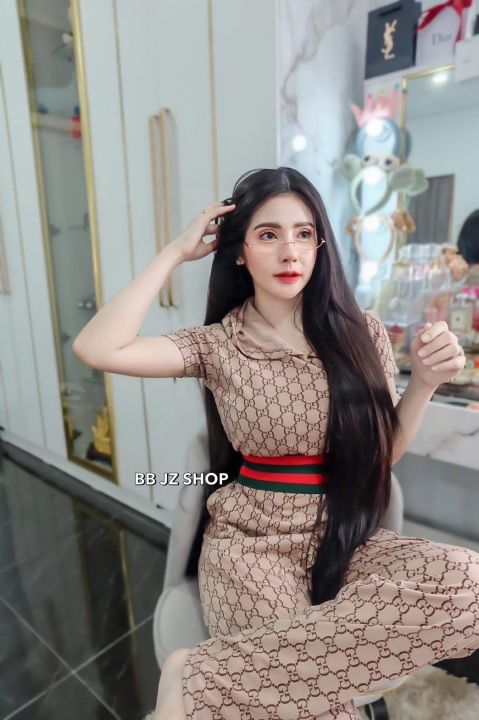 มาใหม่ ️ GG เซต 2 ชิ้น เสื้อเอวยาง+กางเกงเอว ยางแต่งขอบเอว | Lazada.co.th