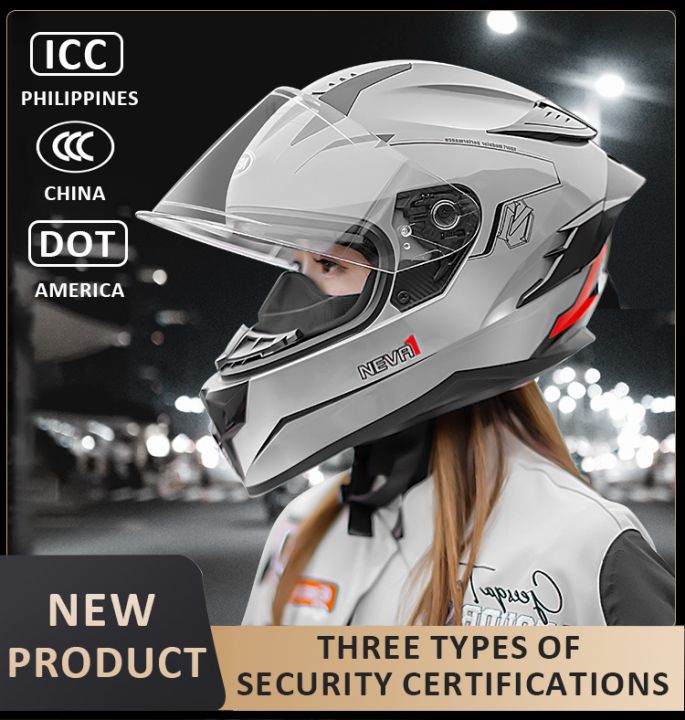 Anak FL-01 Dual Lens Full Face Helmet Motorcycle DOT Approved With ICC ...
