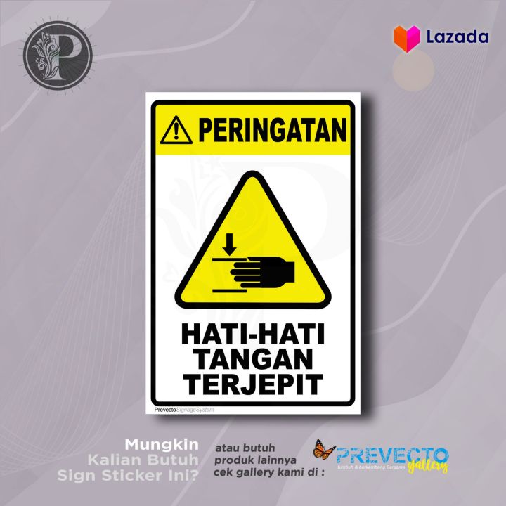Stiker Safety Sign K3 Rambu Hati-hati Tangan Terjepit Sticker Vinyl ...
