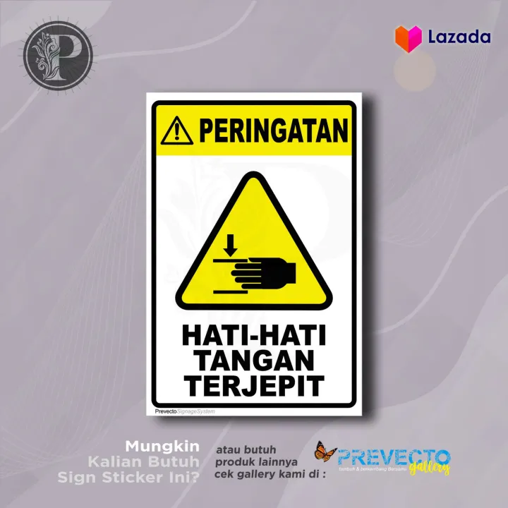 Stiker Safety Sign K3 Rambu Hati-hati Tangan Terjepit Sticker Vinyl ...