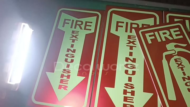 Emergency Exit Fire Extinguisher Sign Glow in the Dark Cut Out Luminous ...
