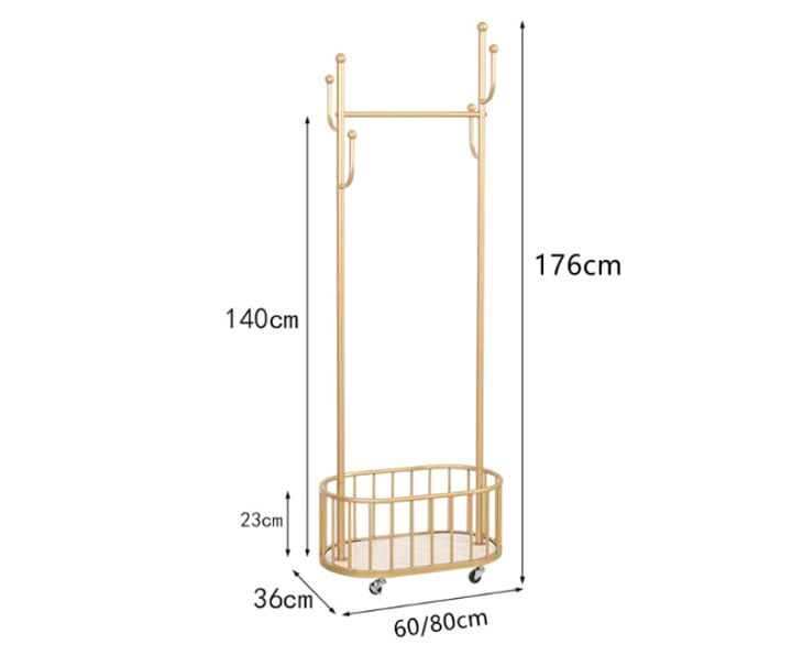 TP Bamboo Iron Coat Rack Floor-To-Ceiling Indoor With Wheels Heavy Duty ...