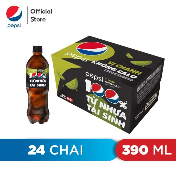 (Thùng 24 chai) Pepsi Vị Chanh Không Calo-Chai 390ml - Hot sale | Lazada.vn