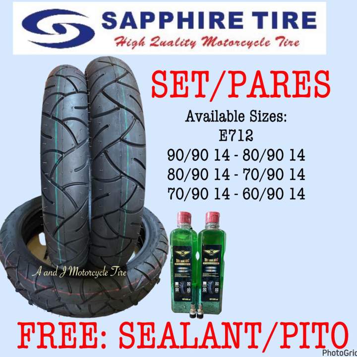 SAPPHIRE TIRE Size 14" (SET/PARES) (Honda Beat, Honda Click, Mio 125 ...