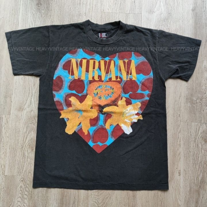 HSB NIRVANA เสื้อวงลายกล่องหัวใจ งานฟอก | Lazada.co.th
