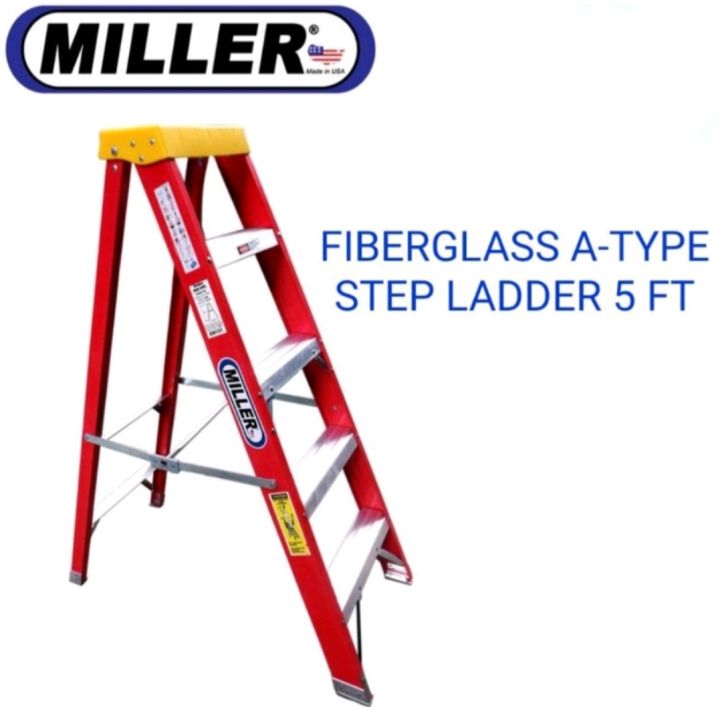MILLER USA FIBERGLASS A-TYPE STEP LADDERS 5 FT (5 STEPS) | Lazada PH