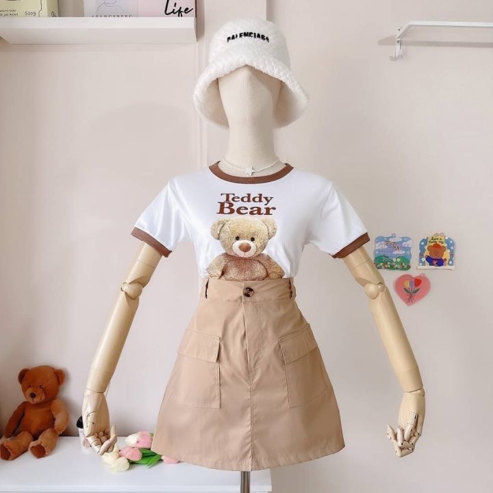 🧡PATCHARIN🧡set 2 ชิ้น 🧸เสื้อครอป+กระโปรงคาร์โก้ สไตล์มินิมอลมินิใจสุดๆ | Lazada.co.th