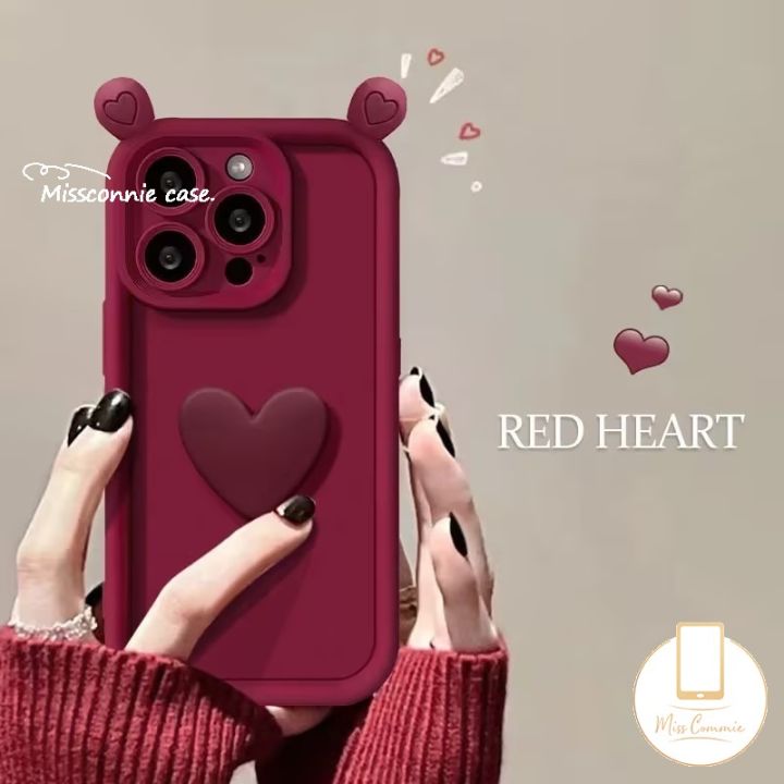 MissConnie Cute 3D Ears Love Heart Pendant Case Compatible for IPhone ...