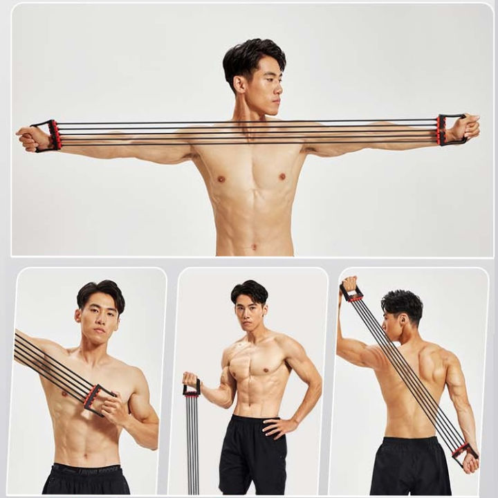 JBA Chest Expander Exerciser 5 Levels Detachable 20-100lbs Adjustable ...