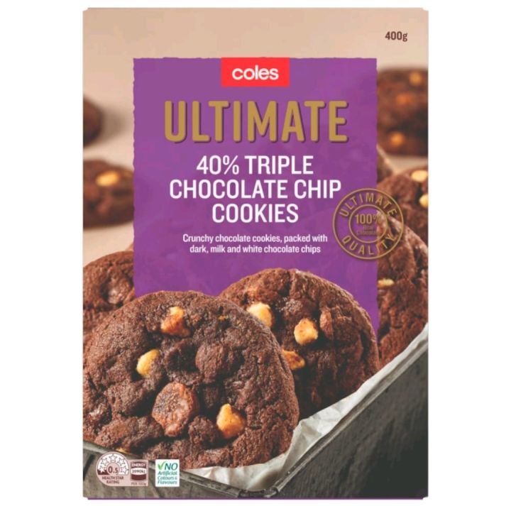 โคลส์ อัลติเมล คุกกี้ช็อกโกแลตชิพเข้มข้น 40% Coles Ultimate Tripple ...