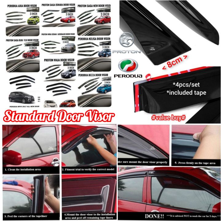 Door Visor Standard Size 8cm Airpress Aerodynamic Car Window Shield ...