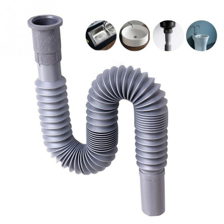1PC Kitchen Retractable Plastic Flexible Sink Basin Water Drain Pipe ...