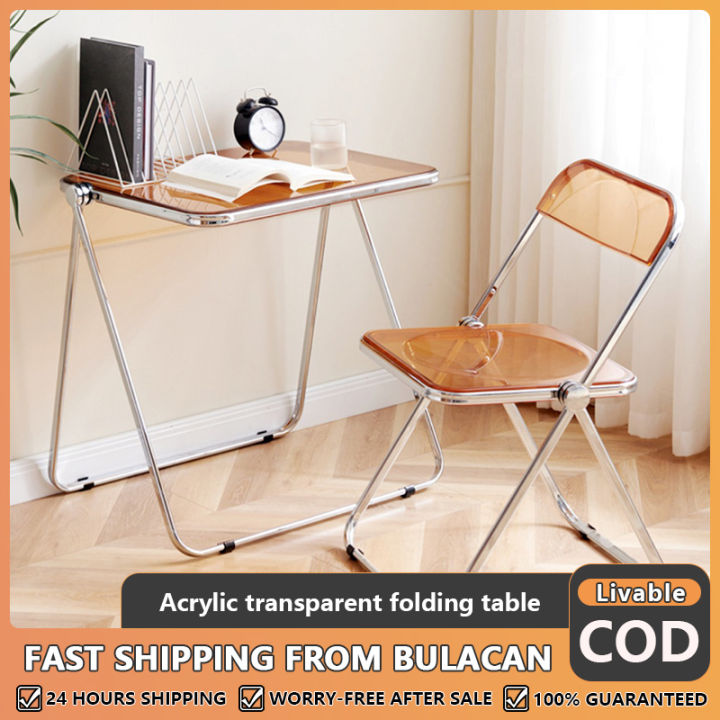 Transparent folding table Simple desk Modern net celebrity ins-style ...