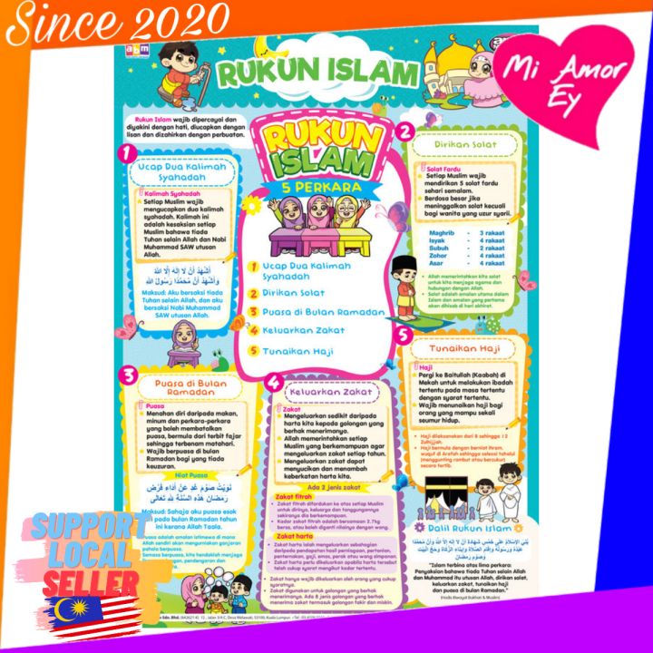 Poster Belajar Rukun Islam Ana Muslim | Lazada