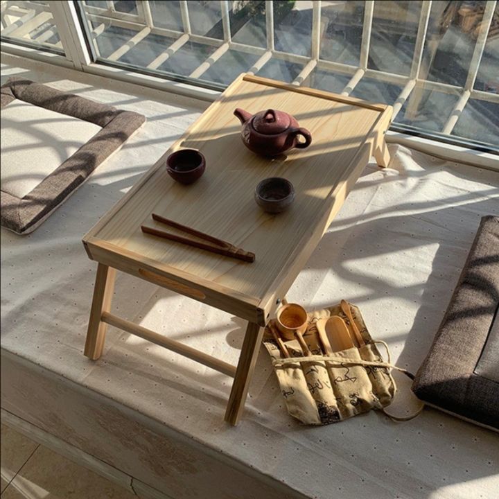 Japanese Style Tatami Folding Low Table Solid Wood Zen Tea Table ...