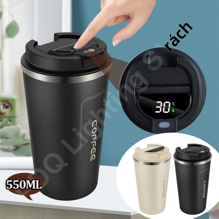 Cốc Cà Phê Thông Minh Giữ Nhiệt Cốc Inox Di Động Cốc Du Lịch Với Màn Hình Hiển Thị Nhiệt Độ ...