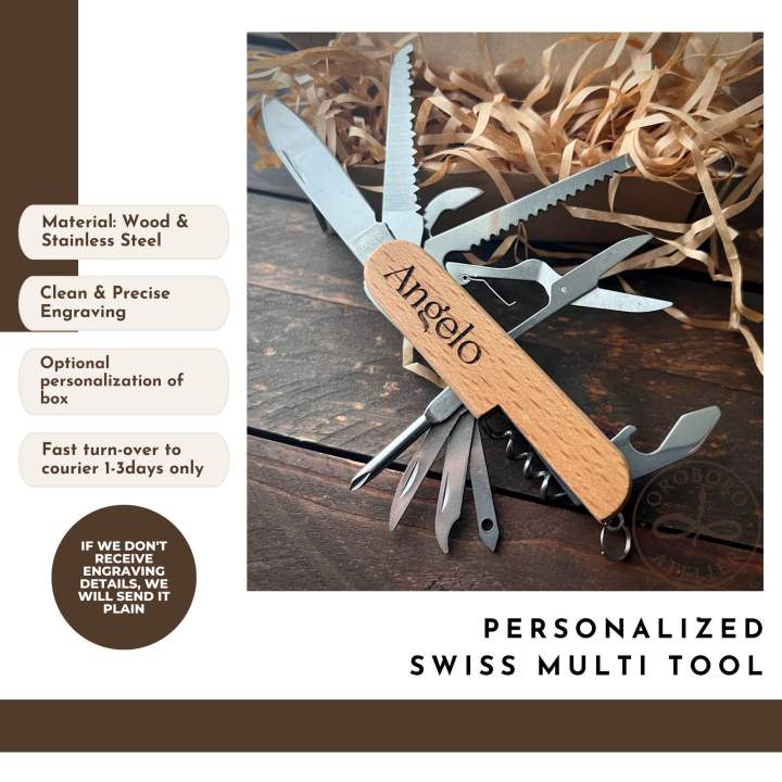 Oroboro Personalized Laser Engraved Wooden Swiss Knife Multitool ...