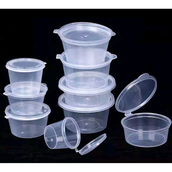 100pcs Plastic Sauce Cup Hinged Cup Sauce Container | Lazada PH