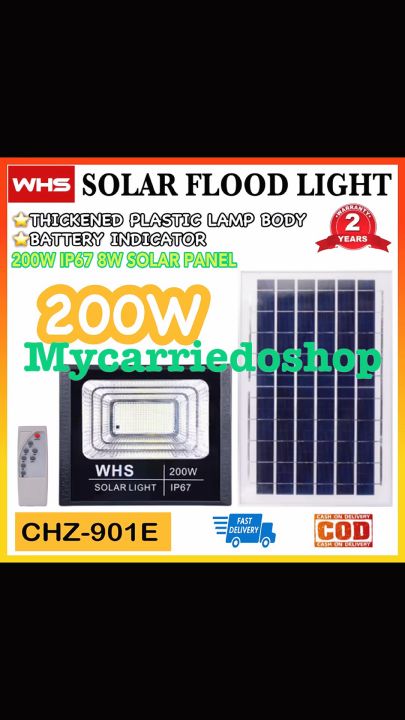 WHS 2Year Warranty 200W Solar Led Outdoor Flood Light Street Lamp IP67 ...