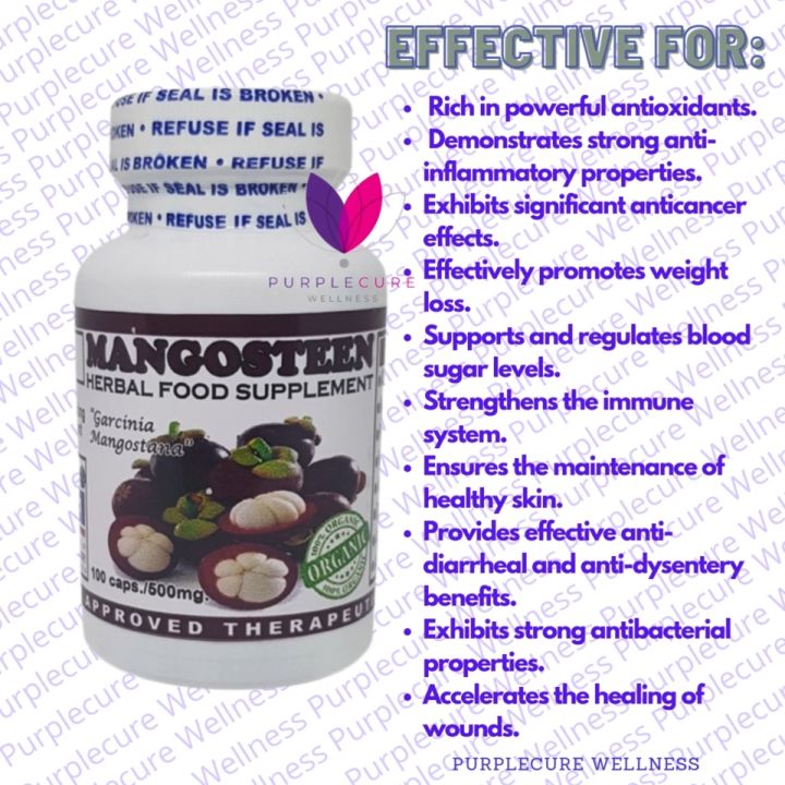 Mangosteen Organic Herbal Food Supplement 100 capsules | Lazada PH