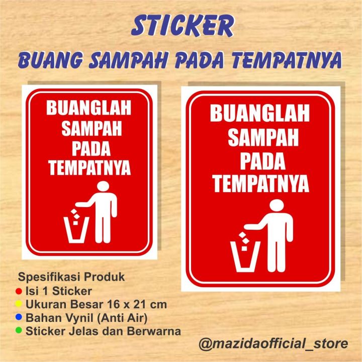 Sticker Buang Sampah Pada Tempatnya COD Ukuran Besar Anti Air | Lazada ...