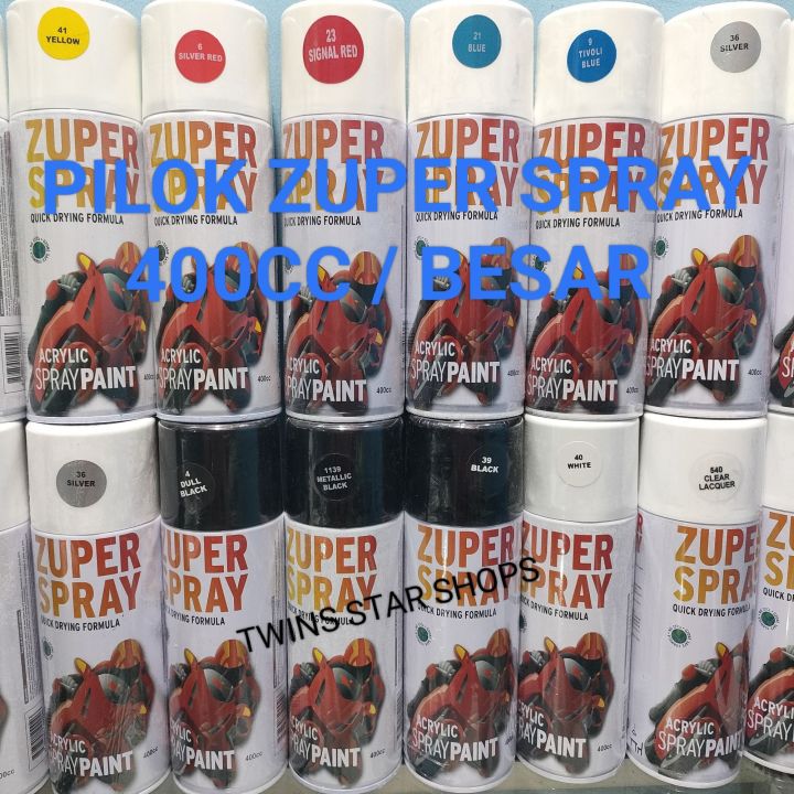 ZUPER Spray Paint Pilox Pilok Zuper 400cc Ready Berbagai Warna Metalic ...