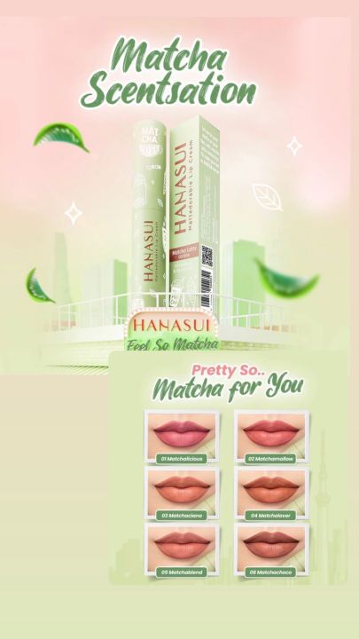 Hanasui mattedorable lip cream matcha latte edition | Lazada Indonesia