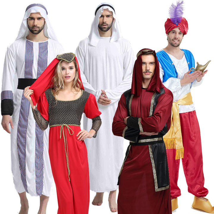 Arabian Prince Long Robe Aladdin Genie Costume Makeup Ball Adult Men's Clothing King Princess ...