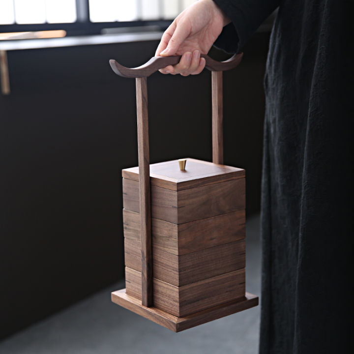 Reclaimed Wood Multi-Layered Handheld Tea Snack Dim Sum Plate Nut Tray ...