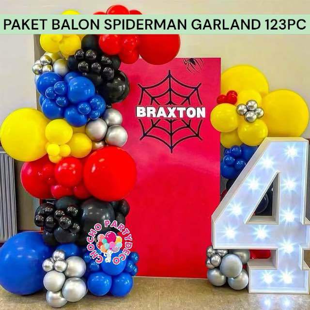 Paket Balon SPIDERMAN GARLAND 123pc / Dekorasi Ulang Tahun Spiderman ... Paket Balon SPIDERMAN GARLAND 123pc / Dekorasi Ulang Tahun Spiderman ...