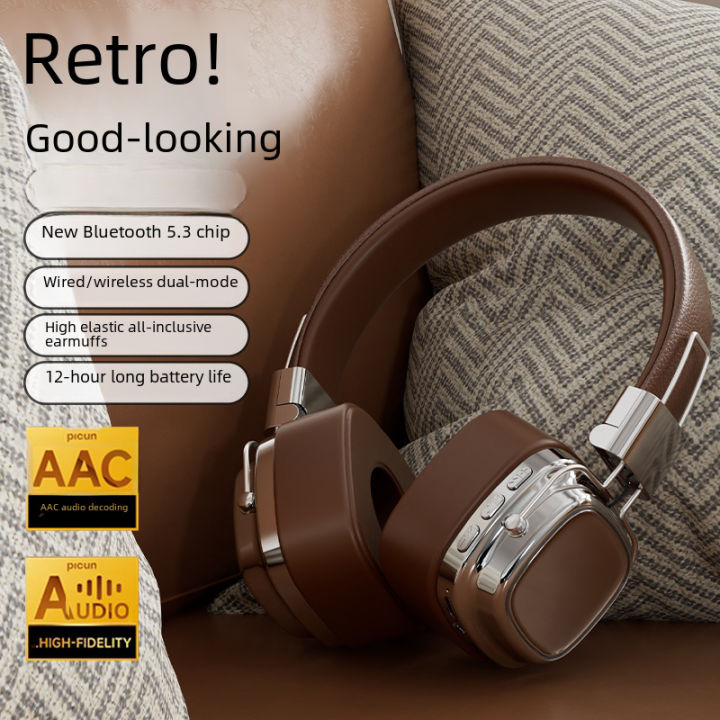 Retro Wireless Bluetooth 5.3 Headphones - Vintage-Style Over-Ear ...