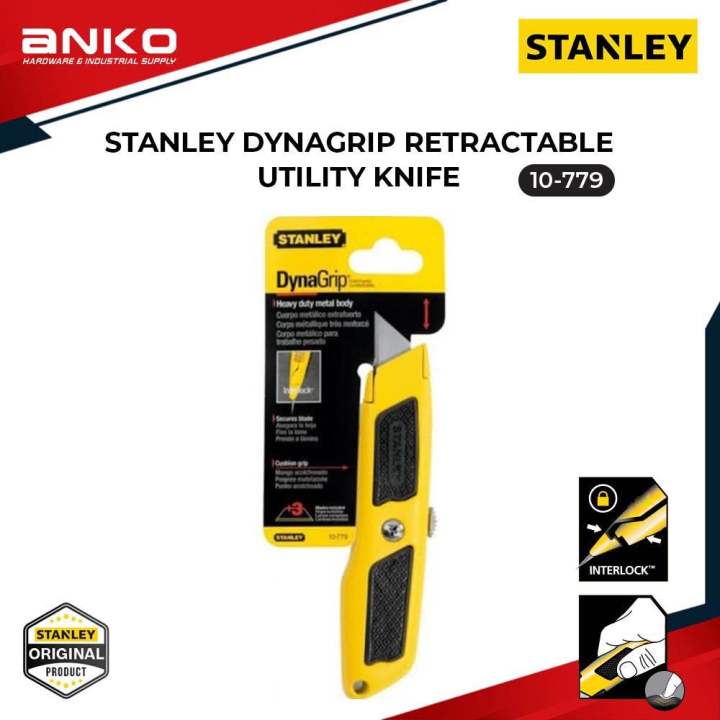 STANLEY DYNAGRIP RETRACTABLE UTILITY CUTTER KNIFE #10-779 | Lazada