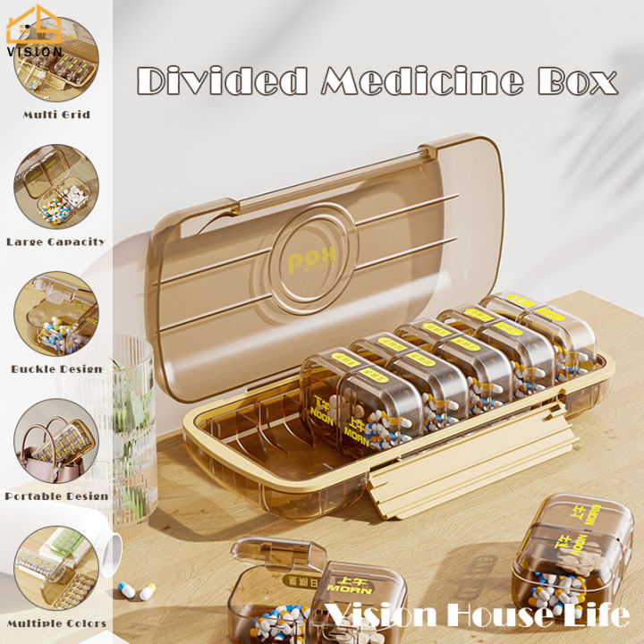 Vision 7 Day Tablets Pills Box Weekly Pill Dispensers Portable Medicine ...