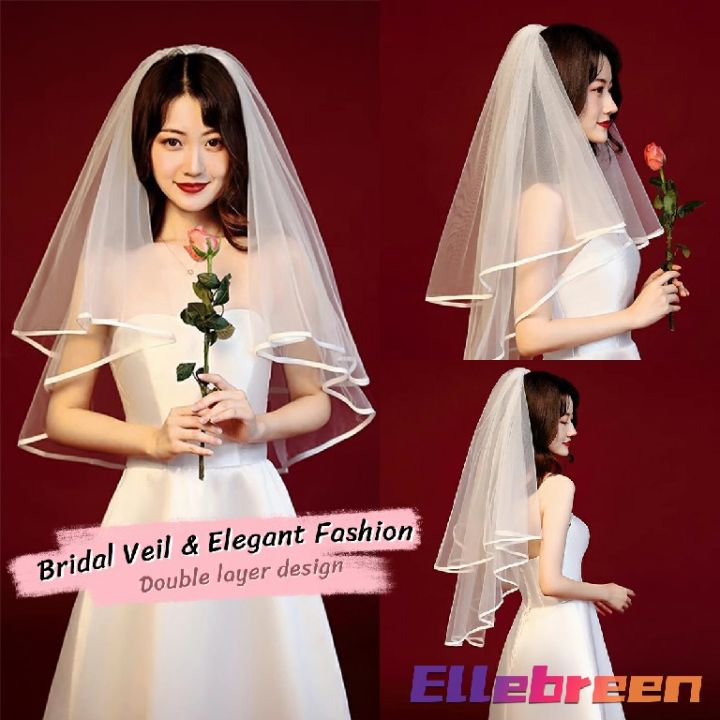 Elegant Wedding Veil Lace Edge Bridal Veil For photography High-end ...