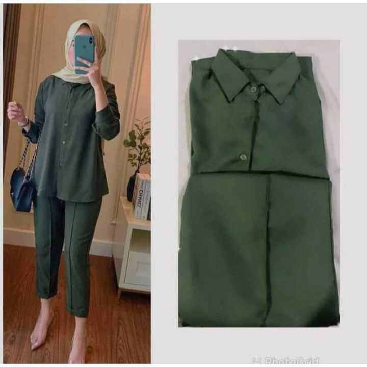 ONE SET YETA//SETELAN WANITA POLOS BAHAN CRINKLE AIRFLOW//ONE SET ...