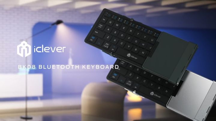 Folding Keyboard, iClever BK08 Bluetooth Keyboard with Sensitive Touchpad (Sync Up to 3 Devices ...