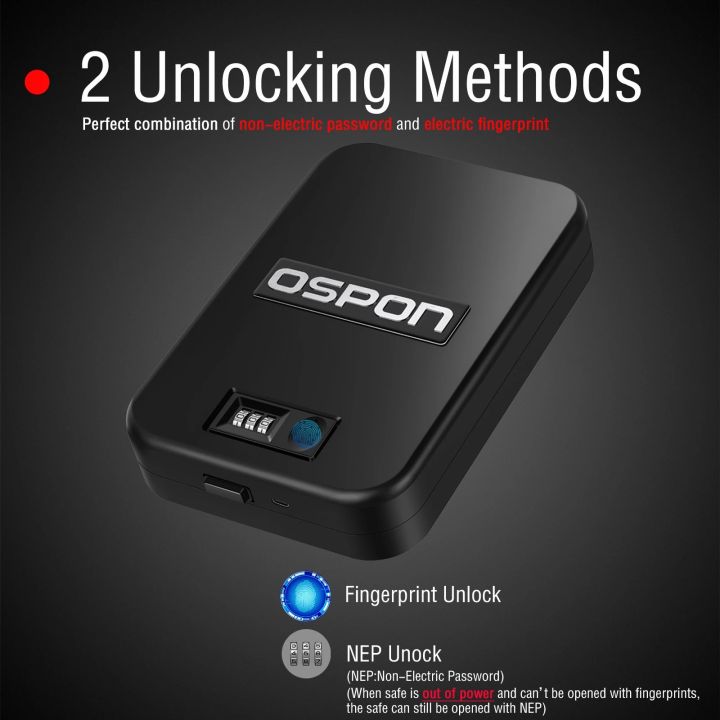 3 Year Warranty Quick Access Portable Pistol Safe Fingerprint/Digits ...
