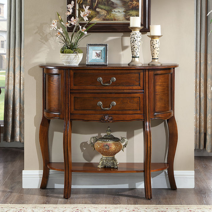 American Style Solid Wood Console Tables Doorway Wall Aisle Semicircle ...