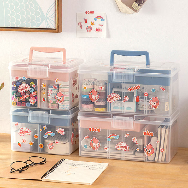 Stationery Storage Box Desktop Multi-Function Large Capacity Art ...