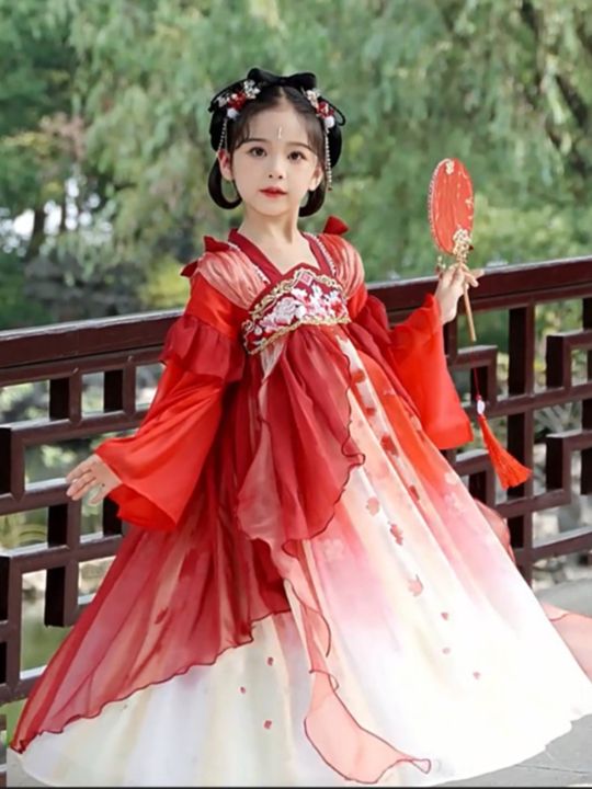 Spring New Style Children's Tang Suit Girls' Ancient Costume Skirt ...