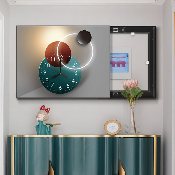 Meter Box Decorative Painting with Clock Modern Simple Punch-Free ...