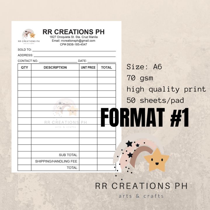 PERSONALIZED RECEIPT | MINIMUM OF 4 PADS | BONDPAPER | 50x1 | RR ...