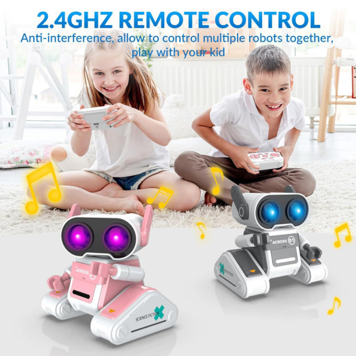 Robot Toys,Rechargeable RC Robots,Remote Control Toy with Music and LED Eyes,Perfect Birthday ...