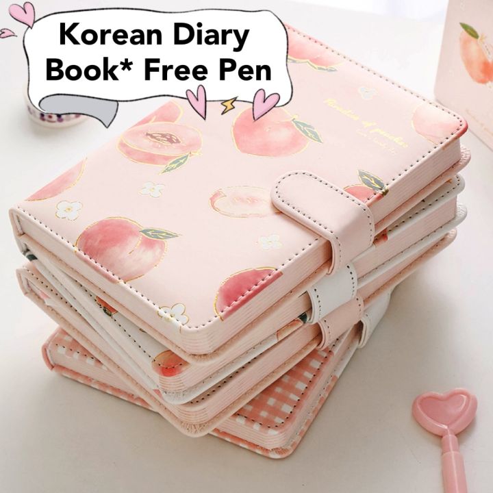 Korean Peach A5 Hard Cover Diary Book Journal Book Planner Cute Diary ...
